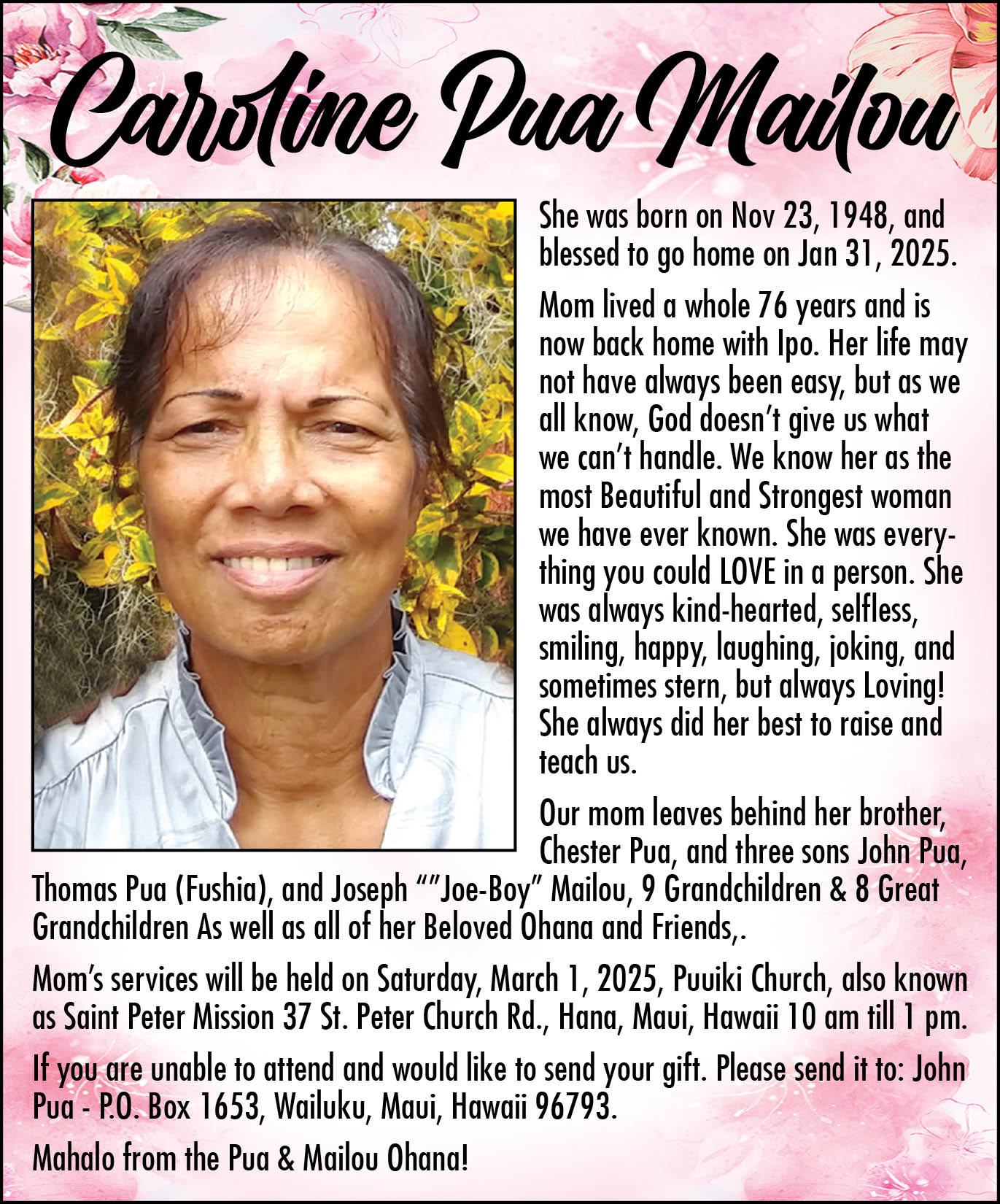 Print Ad Categories Obituaries (In Memoriams) | News, Sports, Jobs ...